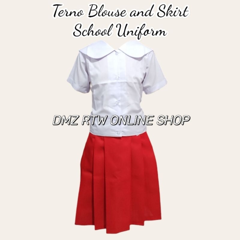 RED SKIRT AND PLAIN WHITE BLOUSE TERNO UNIFORM | Shopee Philippines
