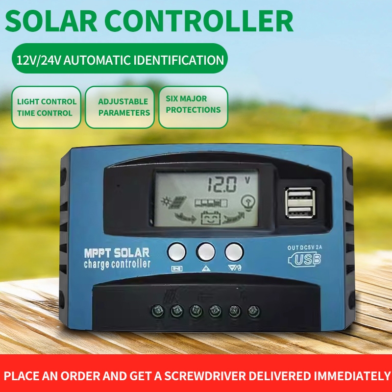 MPPT 30A/50A/100A 12V/24V Auto Focus Tracking Solar Panel Charge Controller Regulator with Dual ...