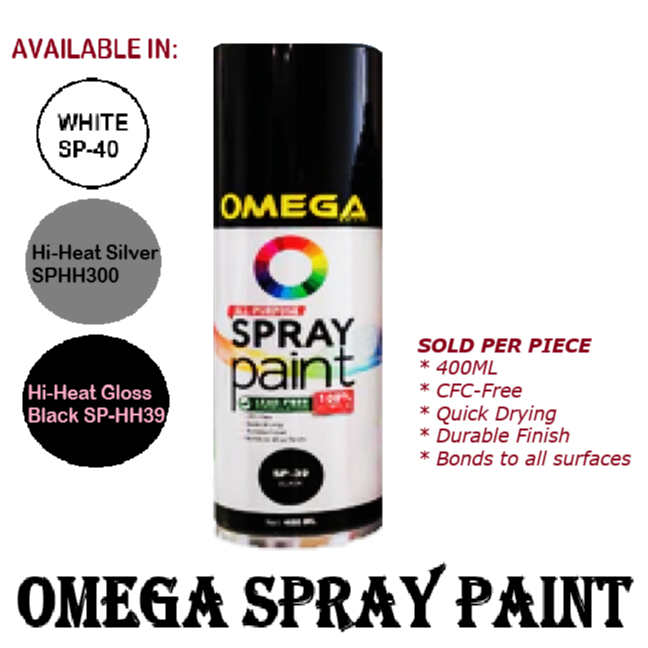 Omega All-Purpose Spray Paint 400ml Lead Free Formulation Quick Drying ...