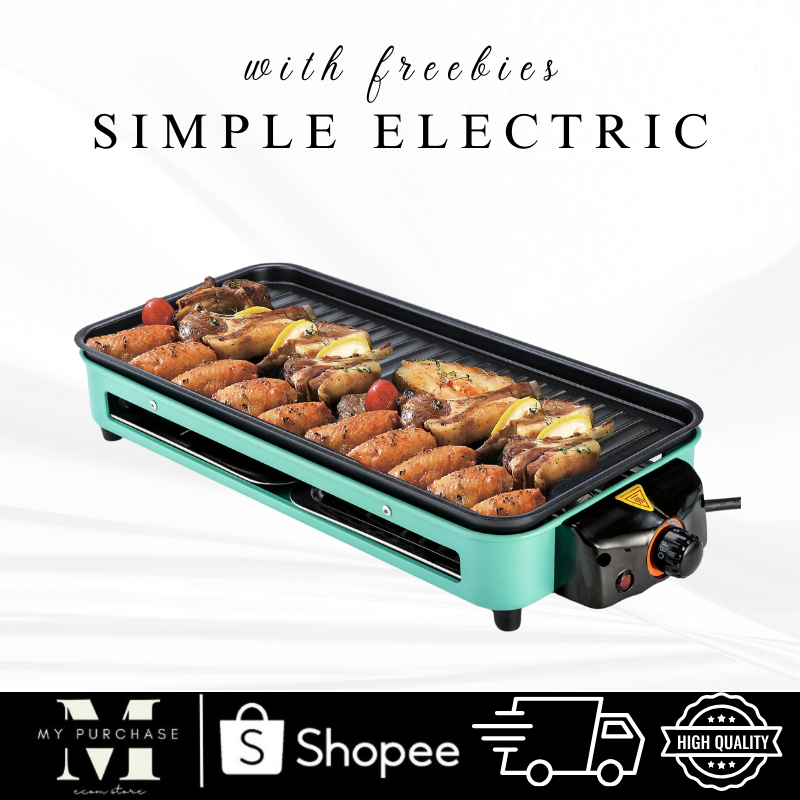 NO BLACK PLATE Multifunctional Simple Electric Green BBQ Grill Indoor ...