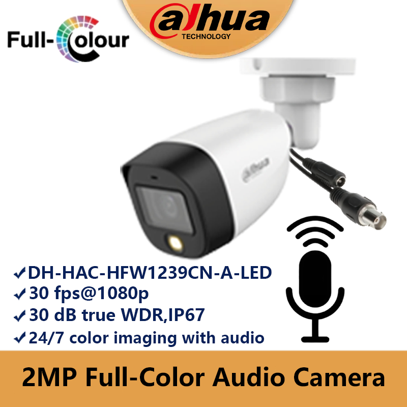 Dahua HD 2MP CCTV Full-Color Camera With Built in Mic Outdoor Bullet ...