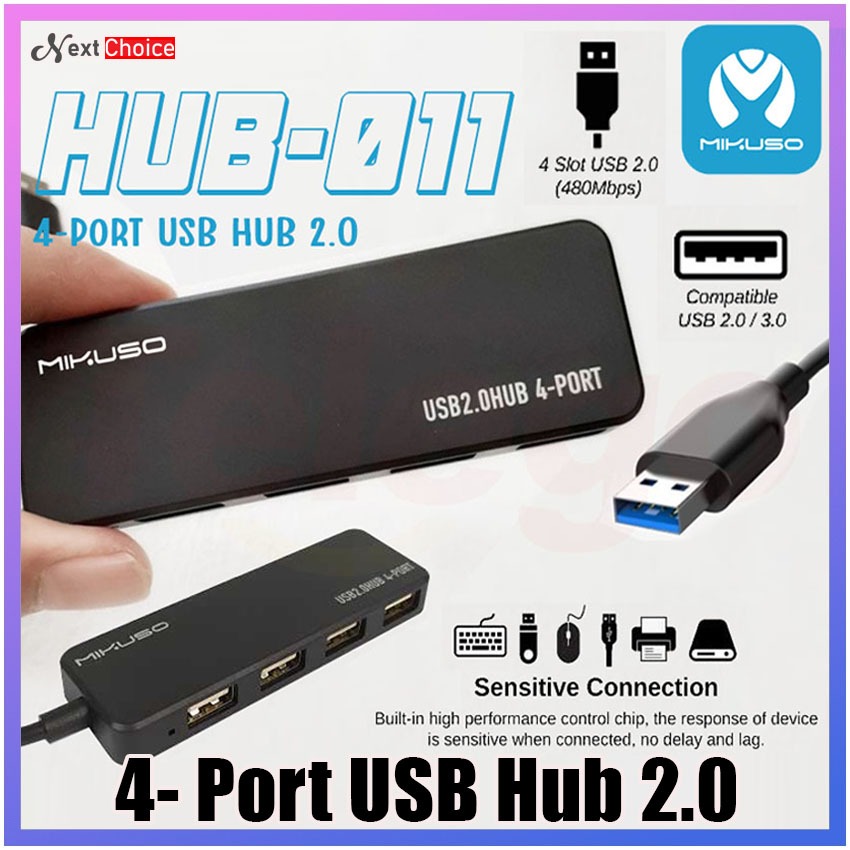 MIKUSO HUB-011 USB 2.0 Multi HUB Splitter 4-Port USB Hubs High Speed ...