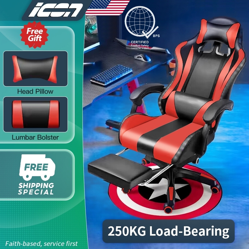 ICON Computer Ergonomic Office Chair Gaming With Foot Rest Game ...
