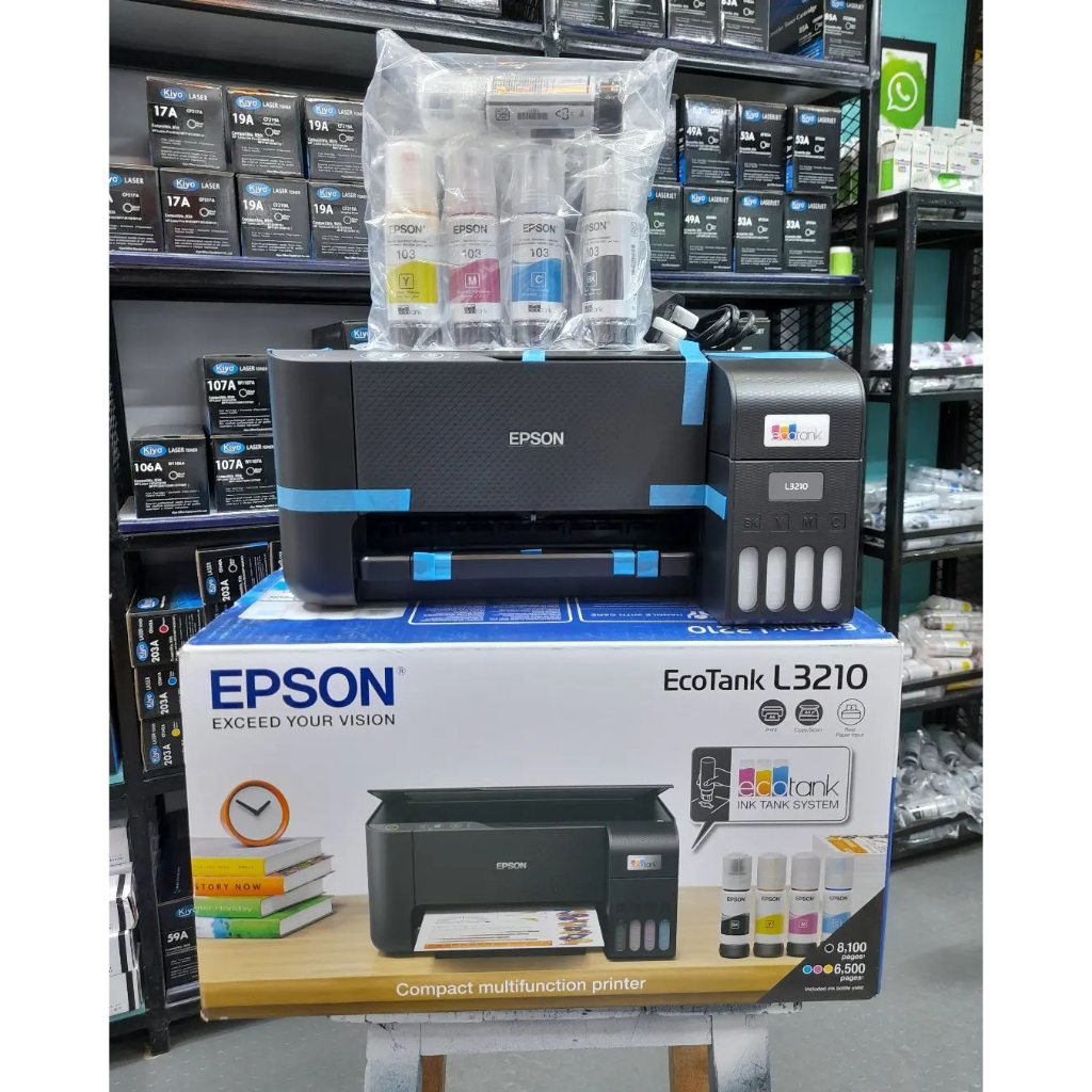 Brand New Epson Ecotank L3210 A4 All-in-One Wired Colour Home Inkjet Printers, Black | Shopee ...