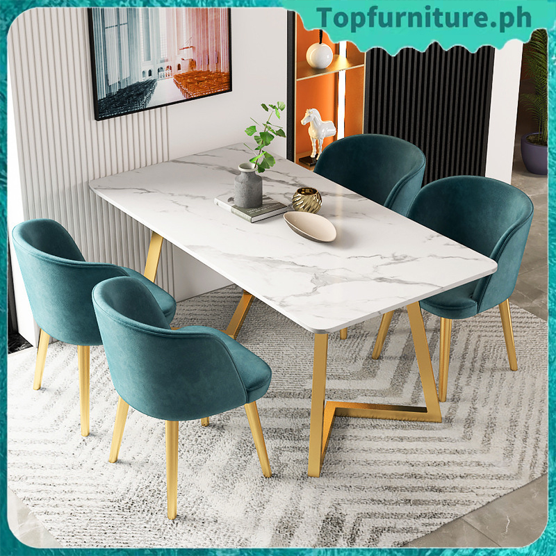 ️PH⭐100/120/140CM Imitation Marble Dining Table Kitchen Long Table ...