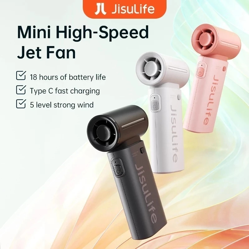 JISULIFE Portable Mini Jet Fan 5000 mAh 5 Speeds Strong Wind Cooling ...