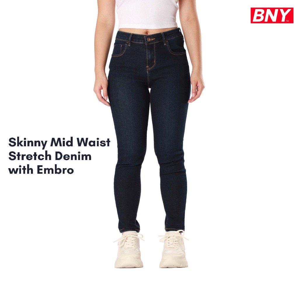 BNY Ladies' Skinny Mid Waist Stretch Denim With Embro Details (390 ...