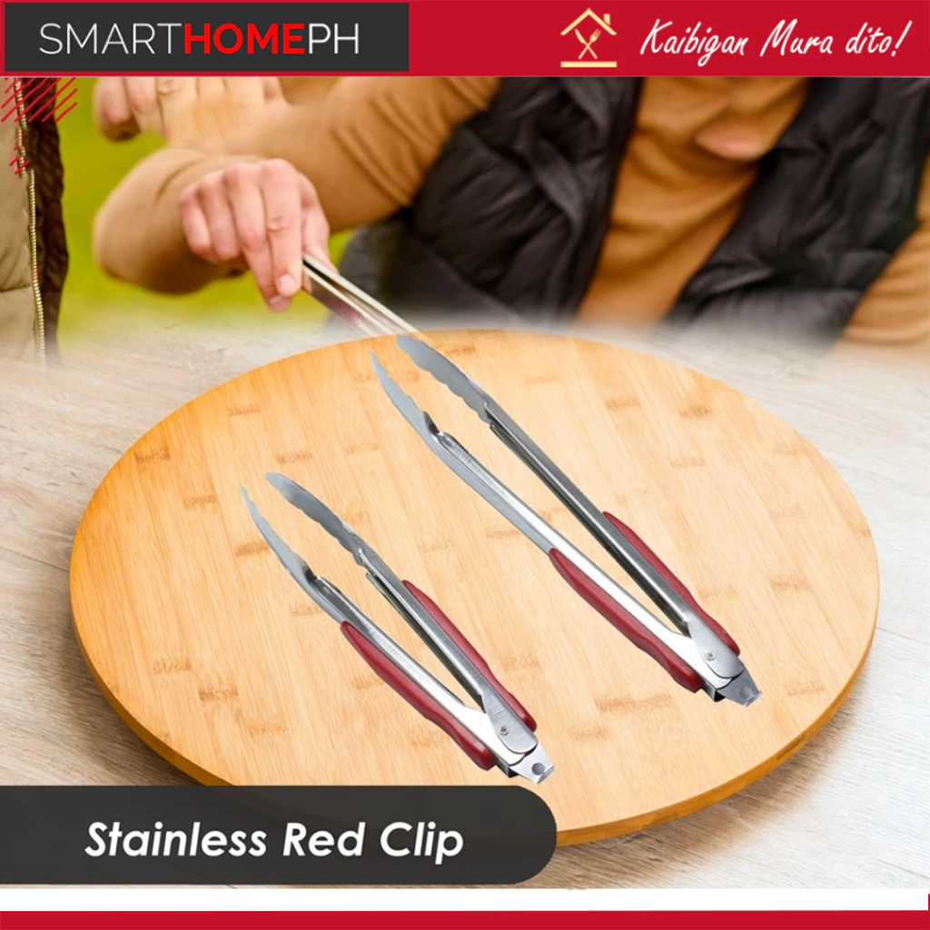 STAINLESS RED CLIP tong stainless steel ipit pang ipit cooking tools ...