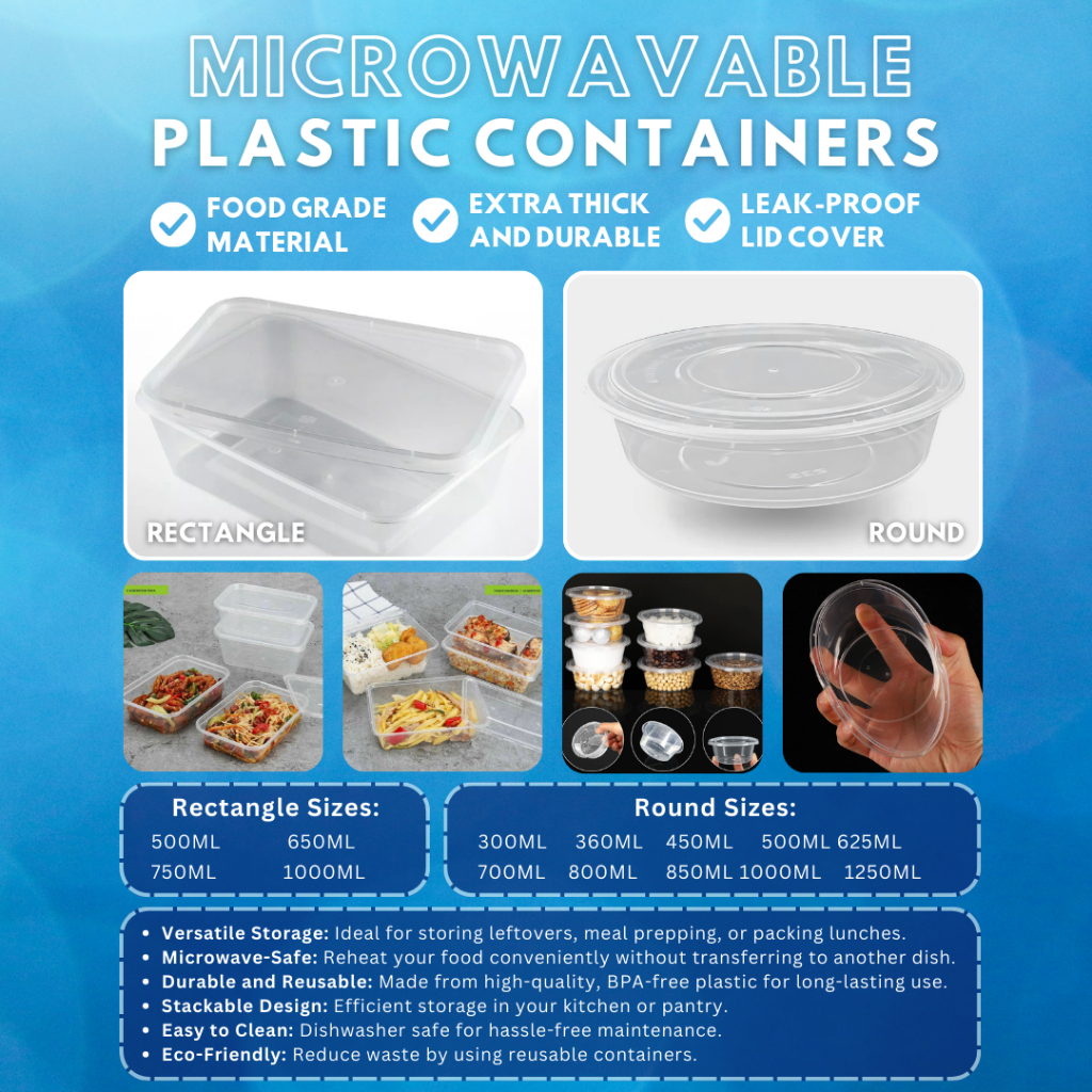 Microwavable plastic Rectangle 50 pcs per pack (clear, Disposable ...