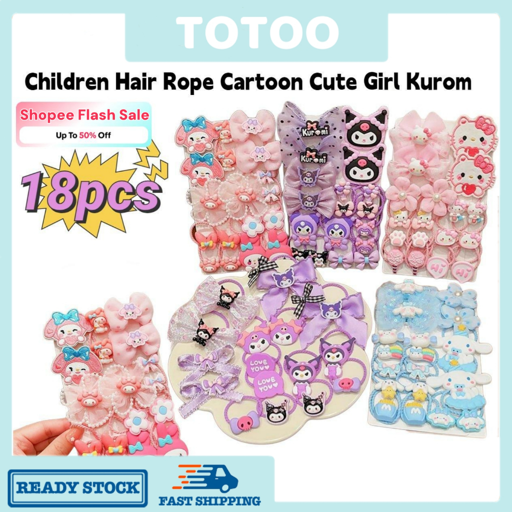18PCS Kawaii Sanrio Hair Ties Hair Ring Ornaments Cinnamoroll My Melody ...