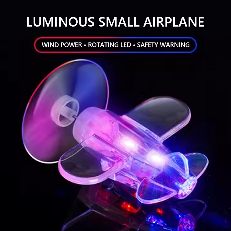 Luminous Small Airplane Night riding Decorations Wind Power Rotating ...