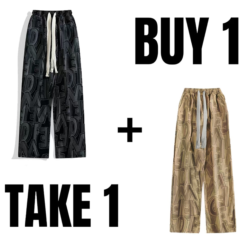 【BUY 1 TAKE 1】Korean Baggy Straight Cut Slacks Slocks Summer Trouser ...