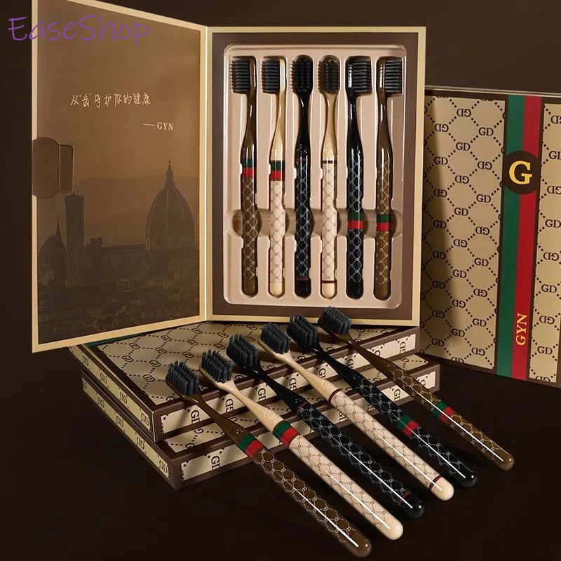 6PCS/Set Soft Toothbrush Adult Medium Toothbrush With Free Gift Box ...