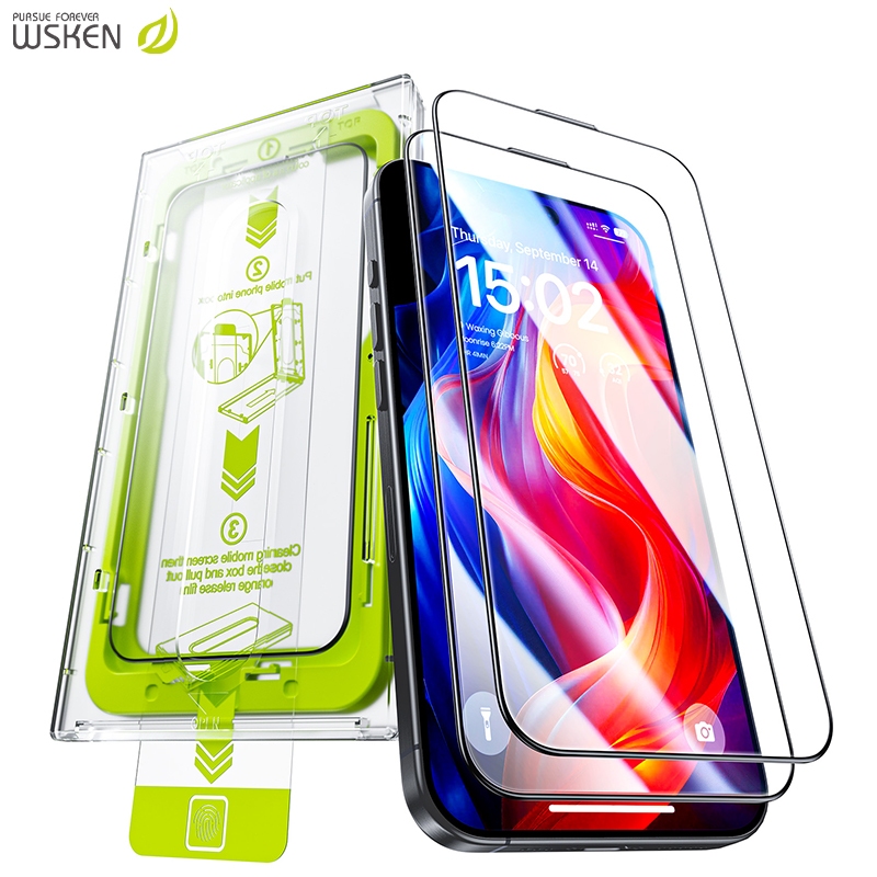 WSKEN HD Tempered Glass for iPho 17ProMax/16ProMax/15/14/13 Full Cover ...