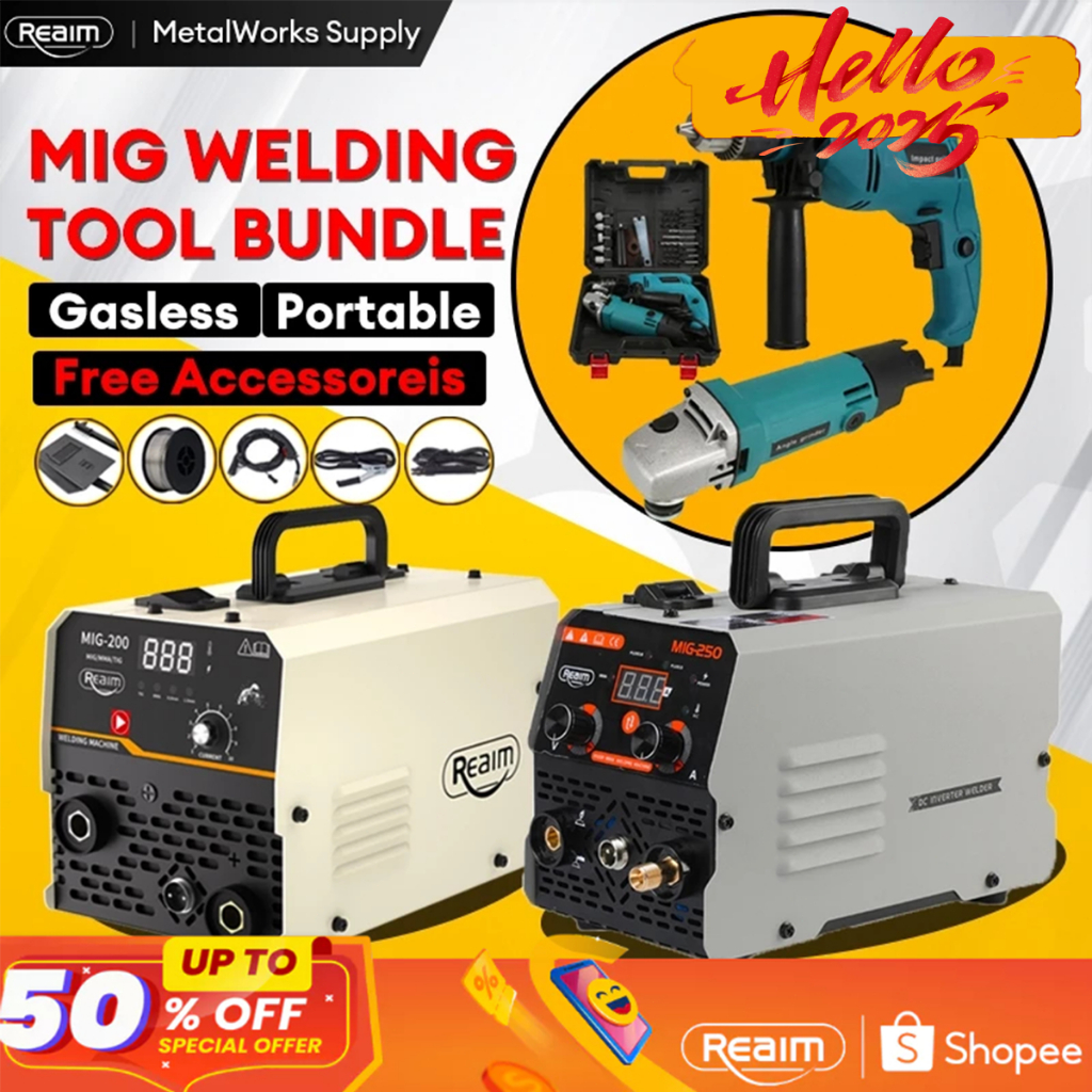 REAIM MIG Welding Machine Portable 3 in 1 with Grinder and Drill Set ...
