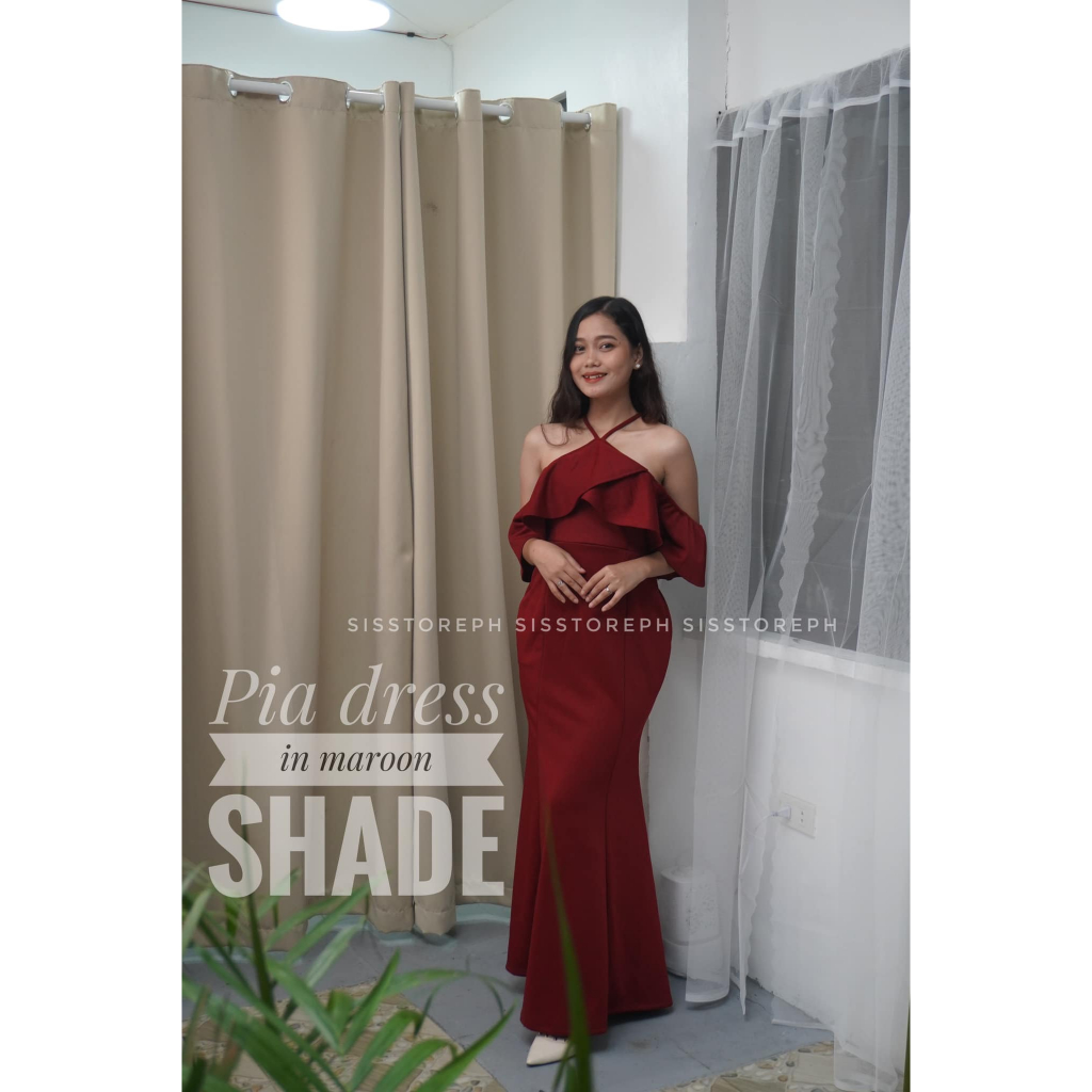 PIA OVERLAP SLEEVE MERMAID STYLE DRESS NEOPRENE SPANDEX | Shopee ...