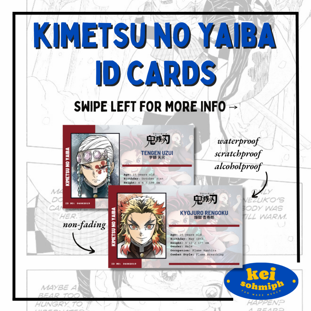 Kimetsu No Yaiba Anime ID Cards Profile Cards (Waterproof and ...