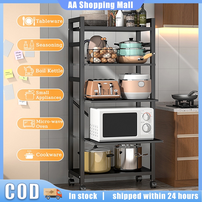 3/4/5 Layers Kitchen Rack Rice Cooker Microwave Oven Storage Rack Pull ...
