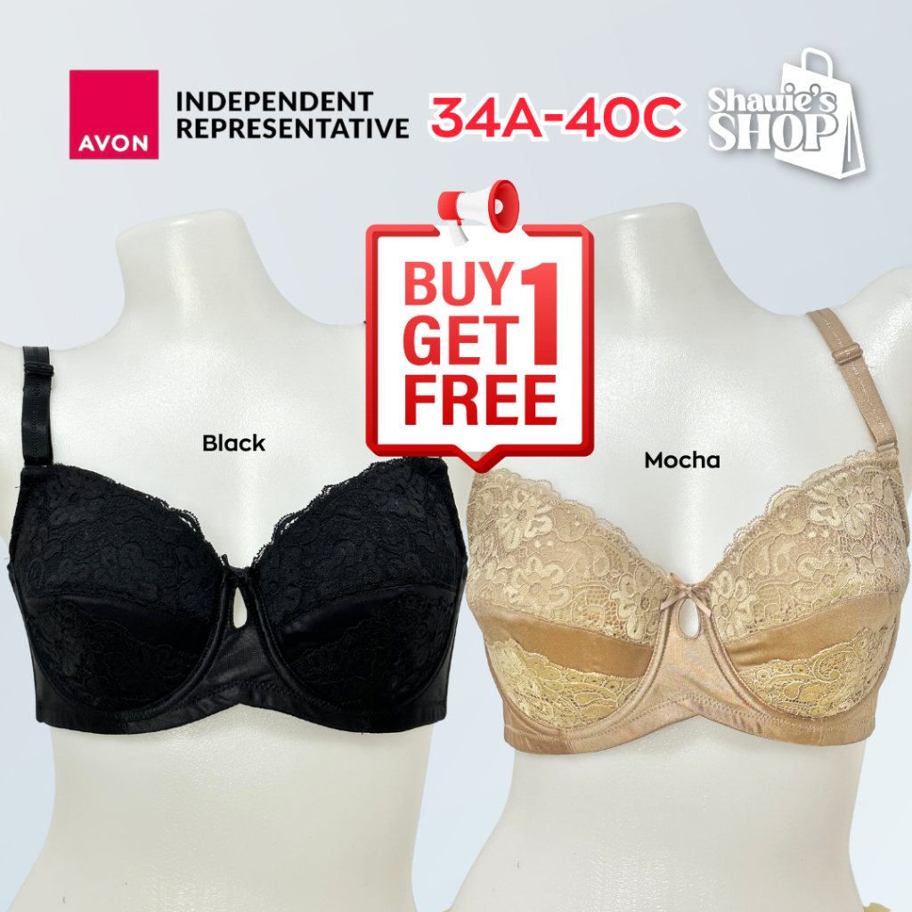 BUY 1 TAKE 1: AVON Marinella Underwire Full Cup Lace Bra ( Black + Mocha ) | Shopee Philippines