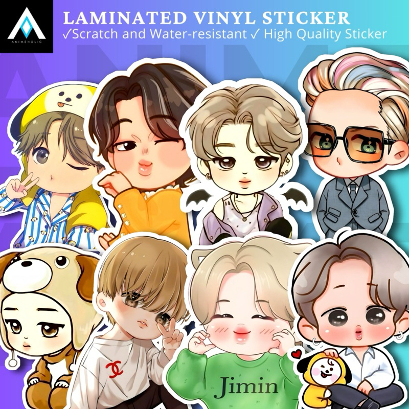 JIMIN CHIBI CUTE STICKERS BTS LAMINATED VINYL STICKERS ANIMEHOLIC ...