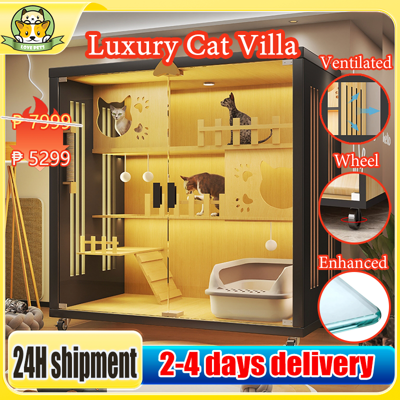 Cat Cage Cat Villa Solid Wooden Large Display Cabinet Wooden Luxury Cat ...