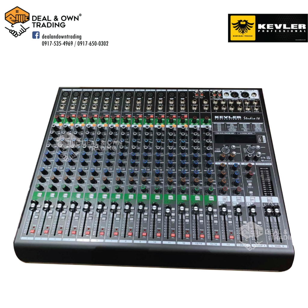 Kevler Studio 16 Professional Mixer with 16 Channel 12 Mic / Line 4 Aux 199 DSP USB Bluetooth ...