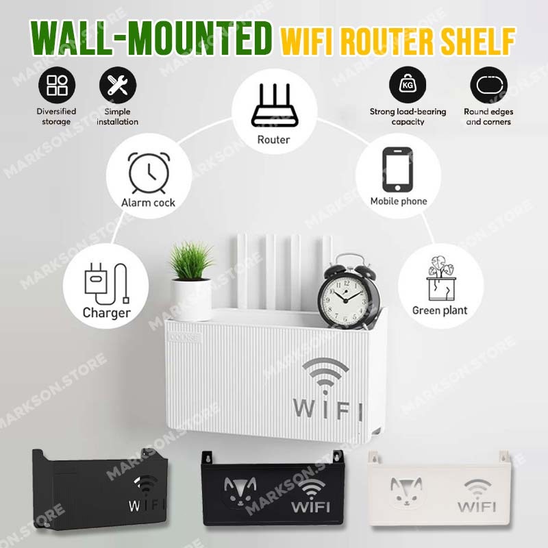 Wall-Mounted Wifi Router Shelf Drill-Free Installation Set-Top Box Rack ...