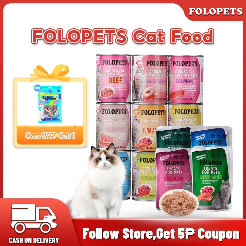 FOLOPETS Wet Cat Food In Can 100g/430g Pure Natural Organic Cat Can Multi-flavored Cat Food ...