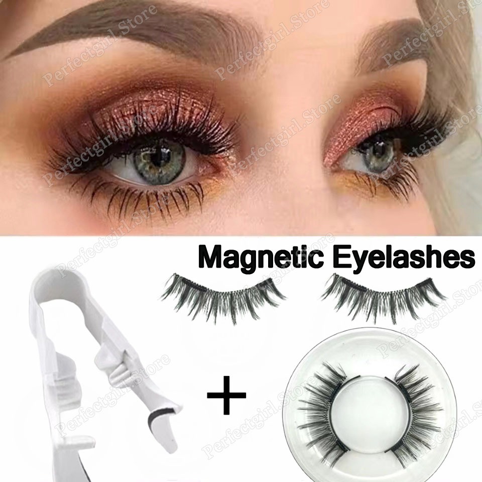 1 Pair Magnetic False Eyelashes Natural 3D Eyelashes No Glue Reusable ...