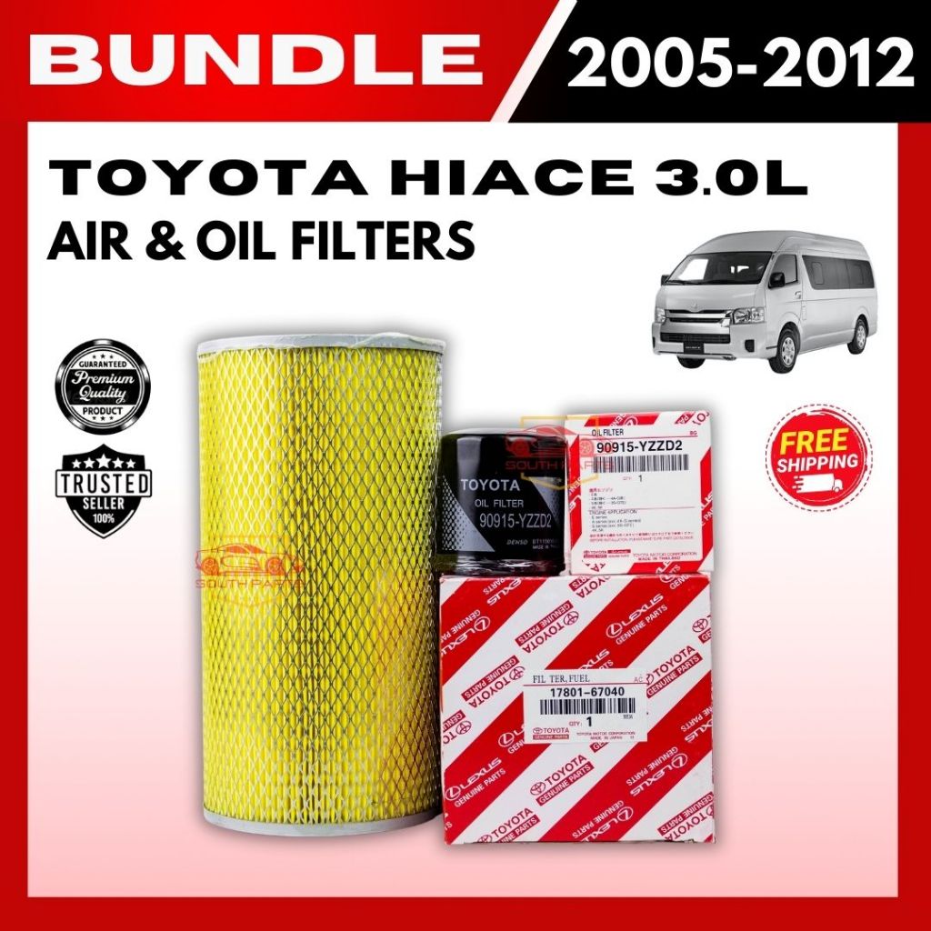 BUNDLE SALE! AIR & OIL FILTERS for TOYOTA HIACE 3.0L (2005-2012) (17801 ...