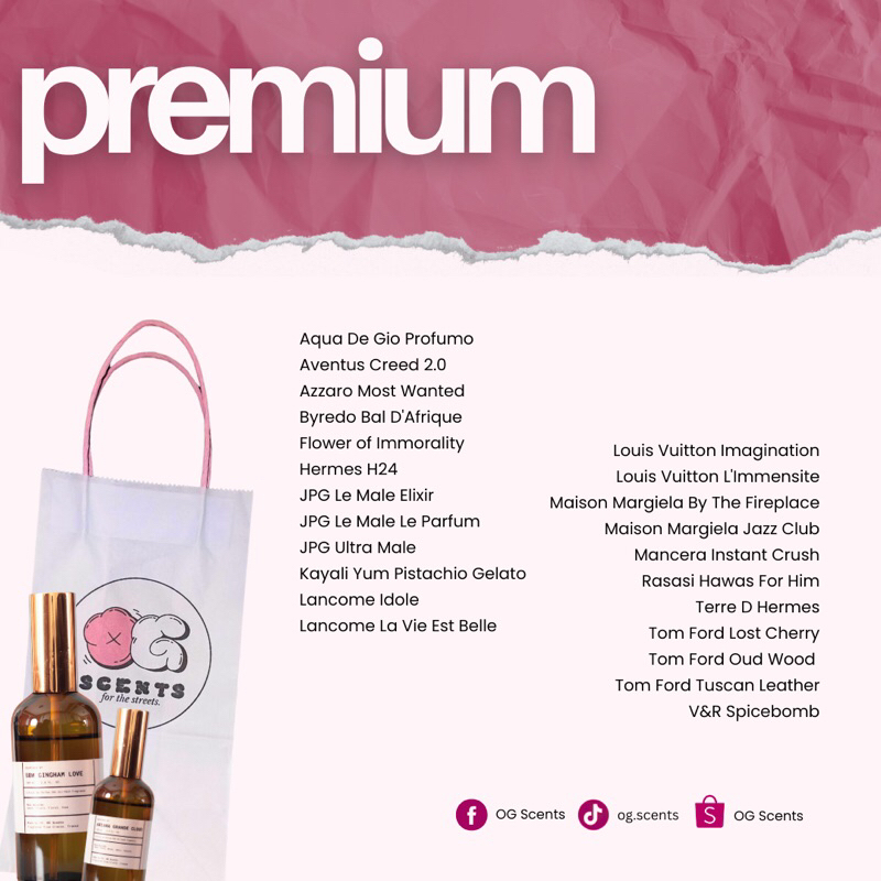 OG Premium Scents 100 ml 30% Oil Based Extrait De Parfum | Shopee ...