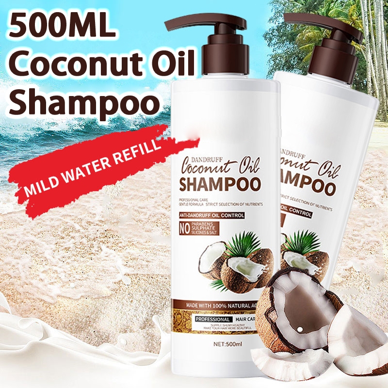 500ML Anti Dandruff Shampoo Coconut Oil Anti Hair Loss Shampoo Anti-itching Oil Control ...