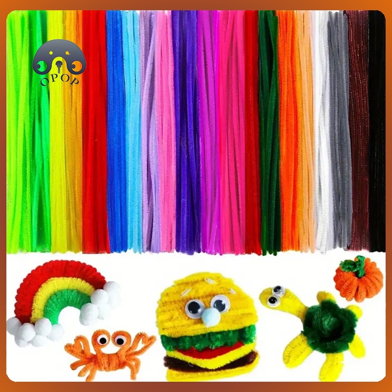 【100PCS】Fuzzy Wire Twisted Stick Colorful Cleaners Assorted Colours Art ...