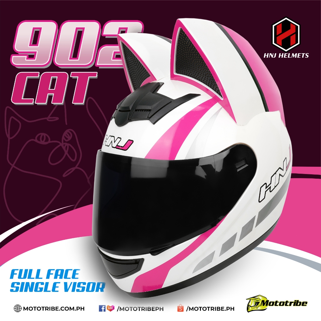 𝐈𝐂𝐂 HNJ 902 CAT Helmet Full Face Helmet for Motorcycle Cute Helmet For ...
