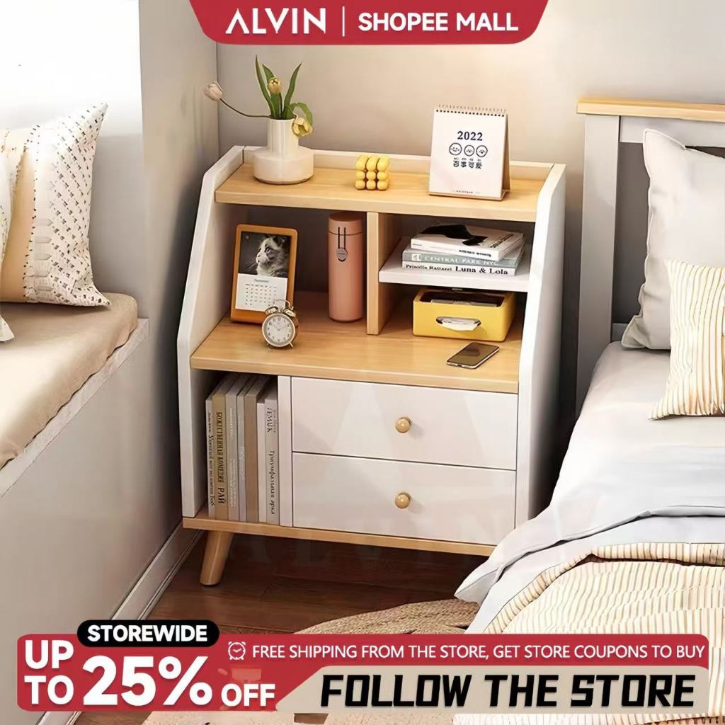 ALVIN Bedside Table Bedroom Storage Cabinet Small Mini Storage Cabinet ...