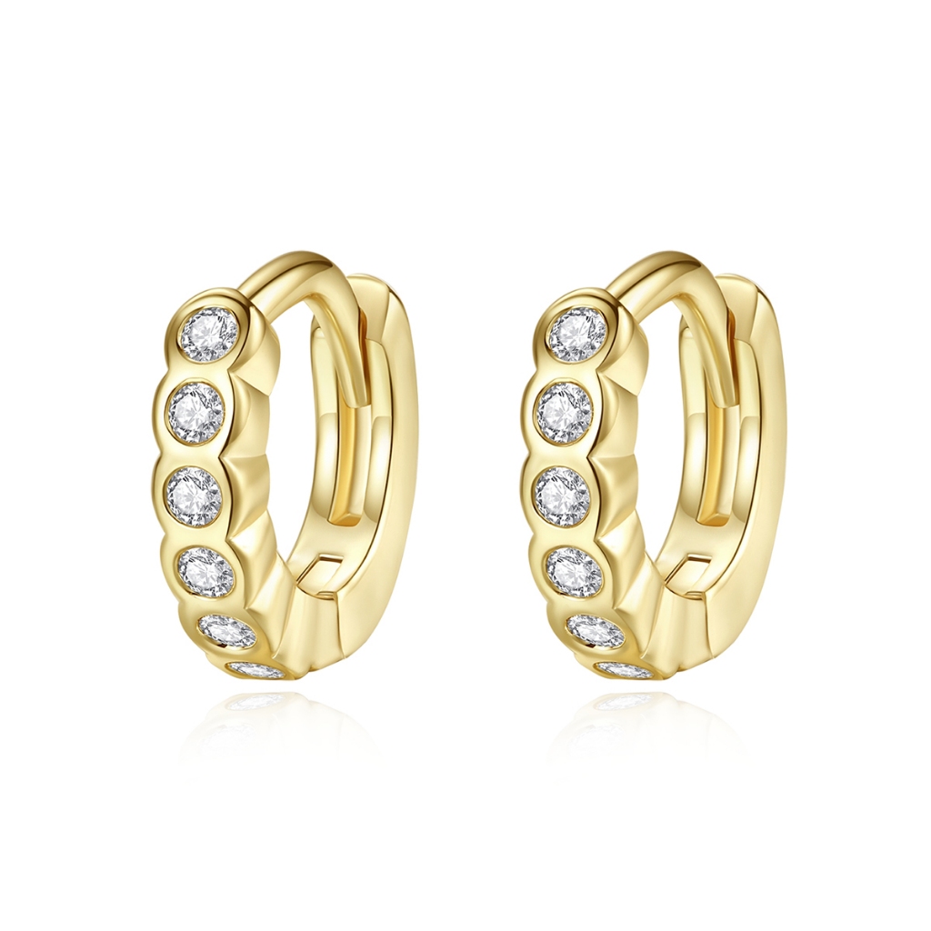 Hyl 18K Gold Hoop Earrings Titanium Women's Fashion Accessories GD111 ...