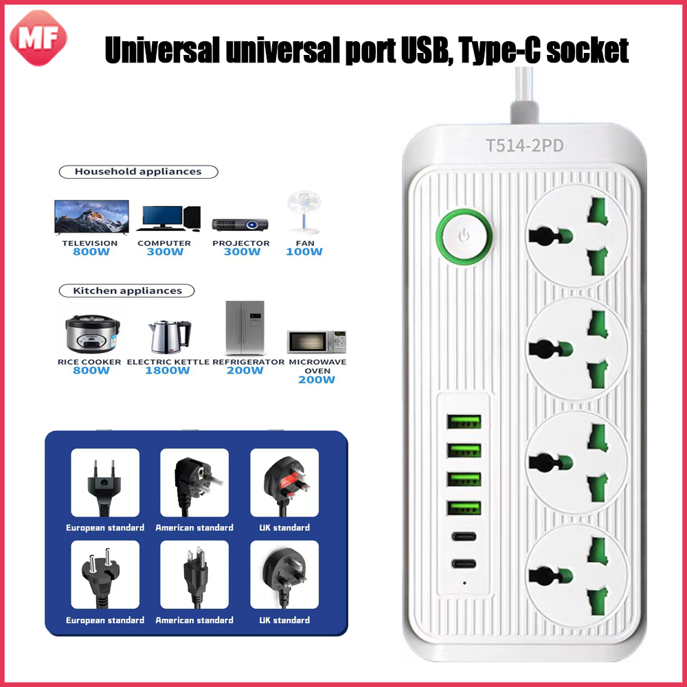 Universal US standard power plug cable USB/Type-C multi hole | Shopee ...