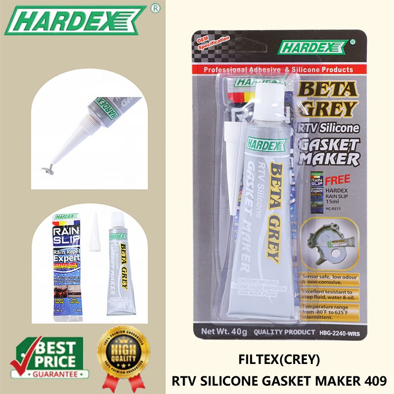 HARDEX BETA GRAY RTV SILICONE GASKET MAKER Small40g withstands both ...