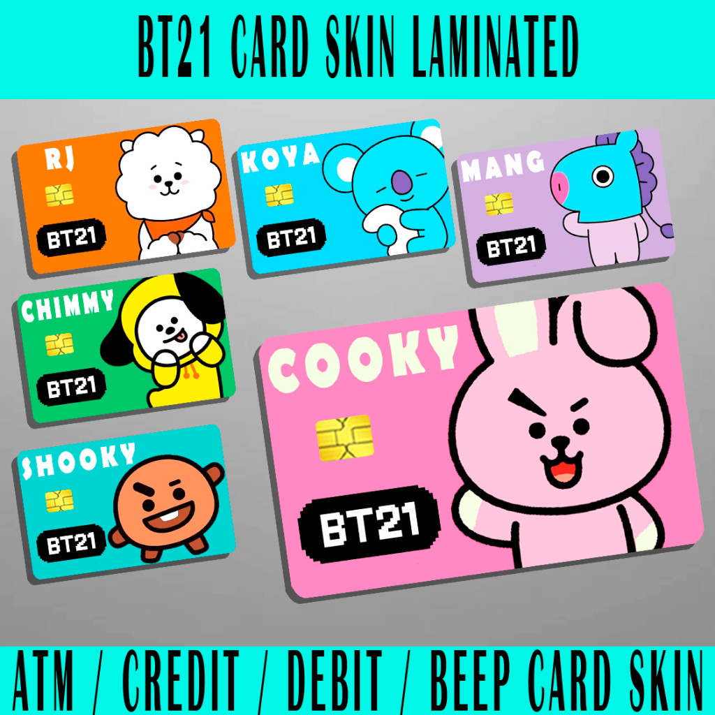 BT21 SKIN CARD STICKER - Vinyl Matte Laminated Waterproof Scratch Proof ...