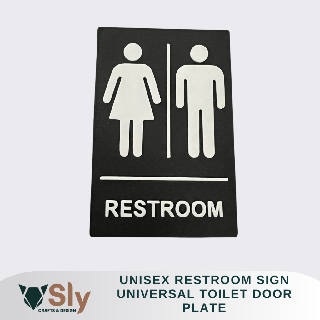 Unisex Restroom Sign | Universal Toilet Door Plate for Home, Office ...