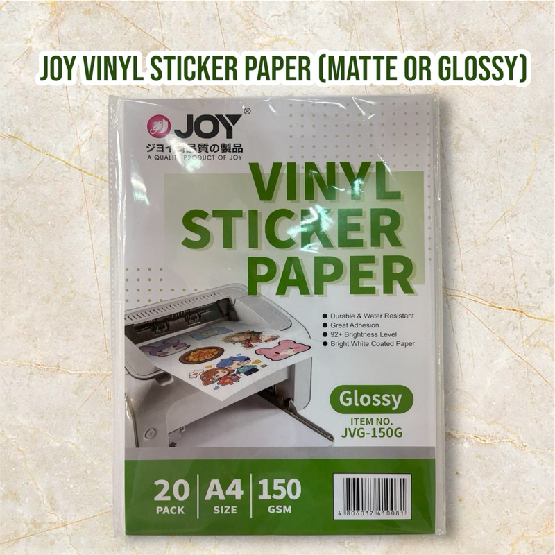 Joy Vinyl Sticker Paper A4 20's (Glossy or Matte) | Shopee Philippines