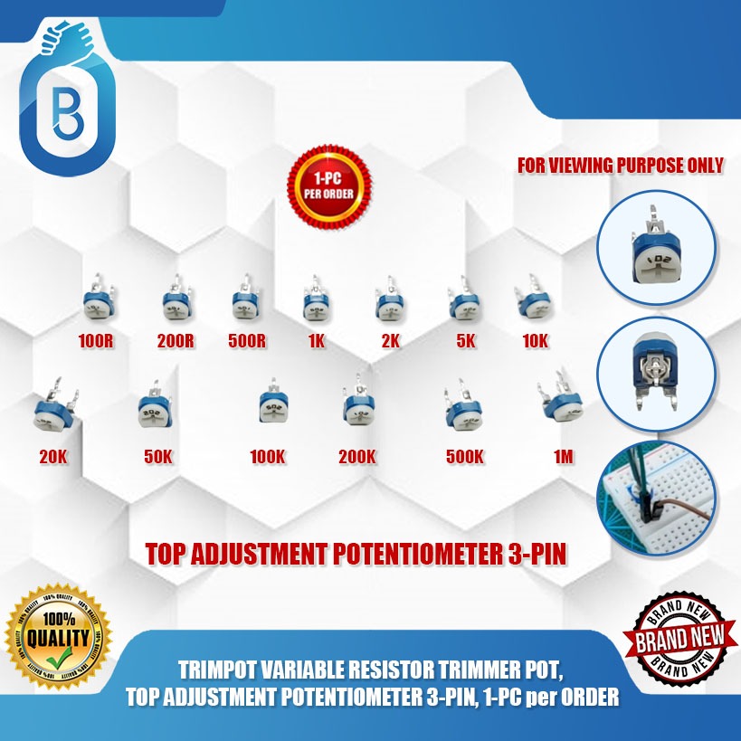 Trimpot Variable Resistor Trimmer Pot Top Adjustment Potentiometer 3 Pin 1 Pc Per Order
