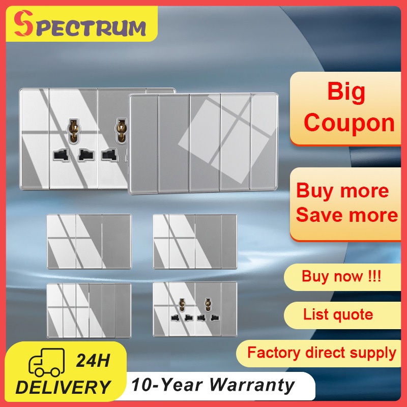 SP Wall Switch Lamp Holder Power Socket Panel 118 Concealed Mount with ...