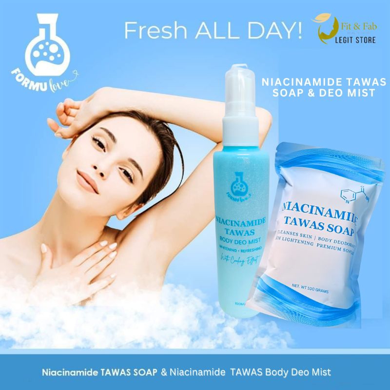 FORMULOVE Combo Niacinamide Tawas Soap & Body Deo Mist Whitening, Body Deodorant, Anti ...