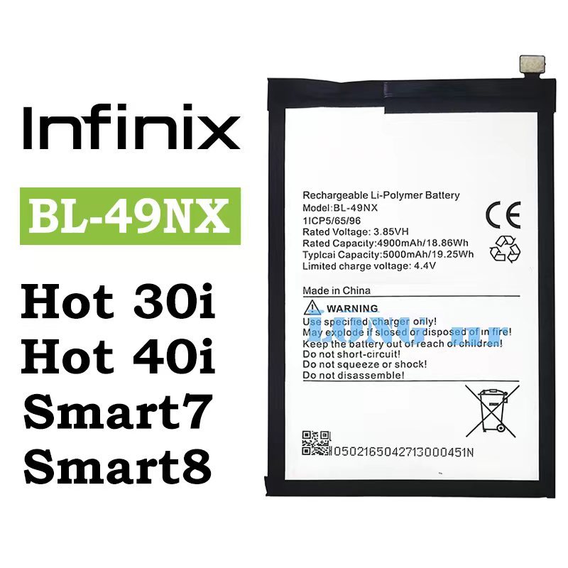 INFINIX hot 30i /Hot 40i /Smart 7 /Smart 8 Battery BL-49NX | Shopee ...