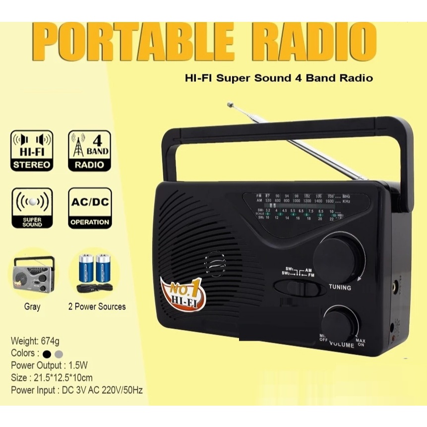 COD KUKU AM-5528 Radio Speaker HI-FI Super Sound FM/AM/SW 4band ...