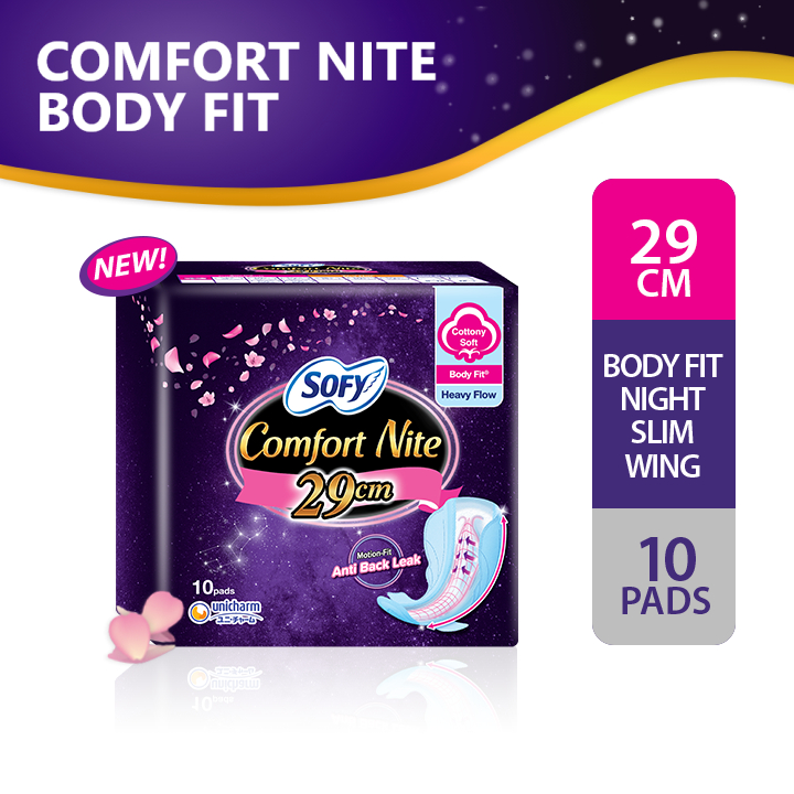 SOFY Comfort Nite Overnight Sanitary Napkin with Wings 29cm - 10 pcs | Shopee Philippines