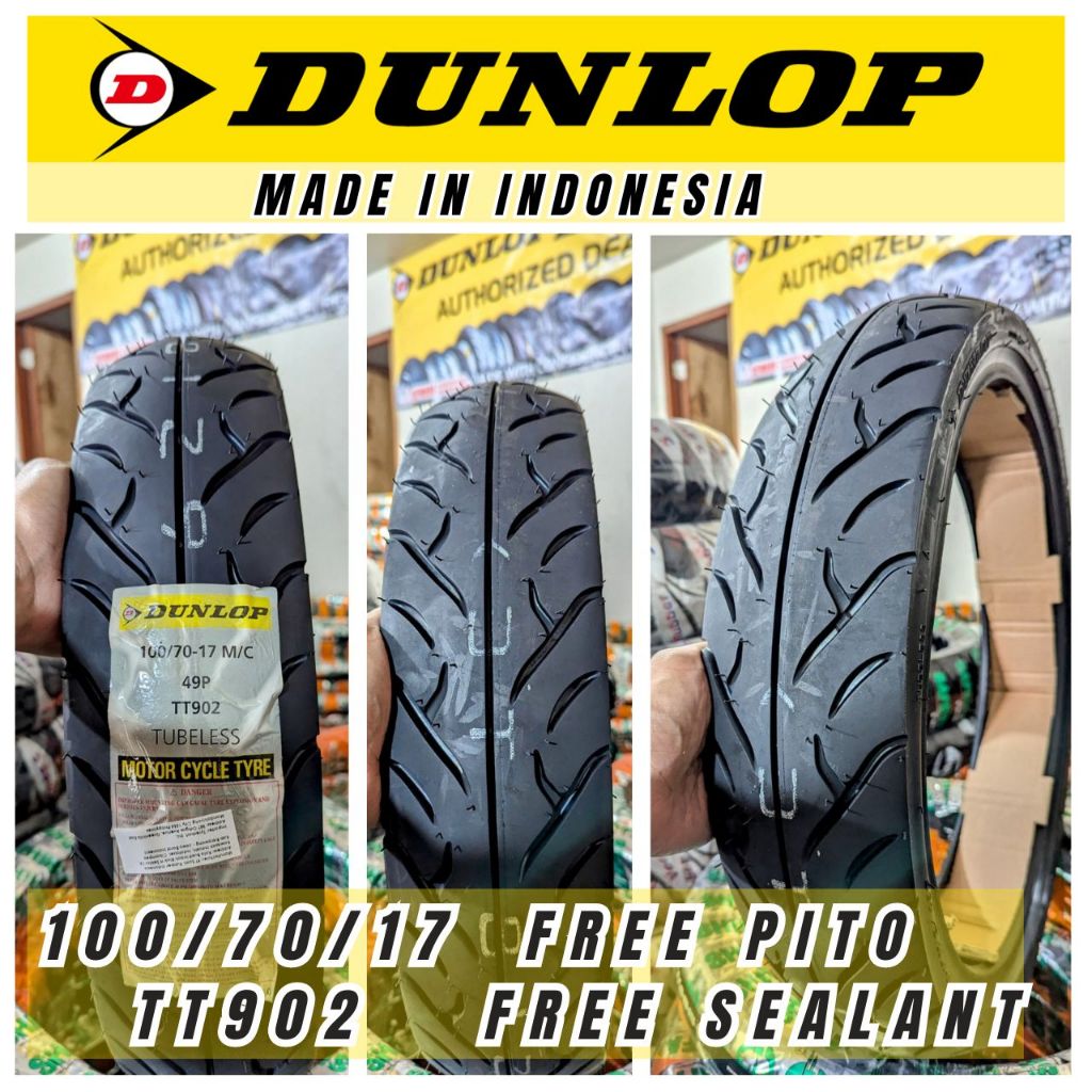 DUNLOP 100/70-17 TT902 TUBELESS TIRES MADE IN INDONESIA FREE 500ML ...