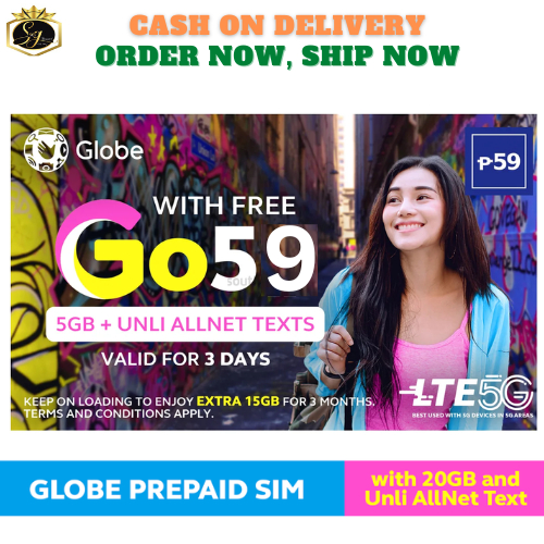GLOBE 5G LTE Sim Tricut with freeload Go59 Valid for 3Days (Fresh and ...