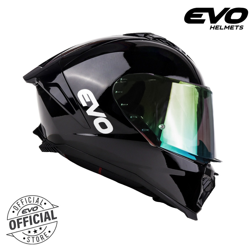 EVO SR-X Plain Full Face Dual Visor Helmet Motorcycle with Free Clear ...